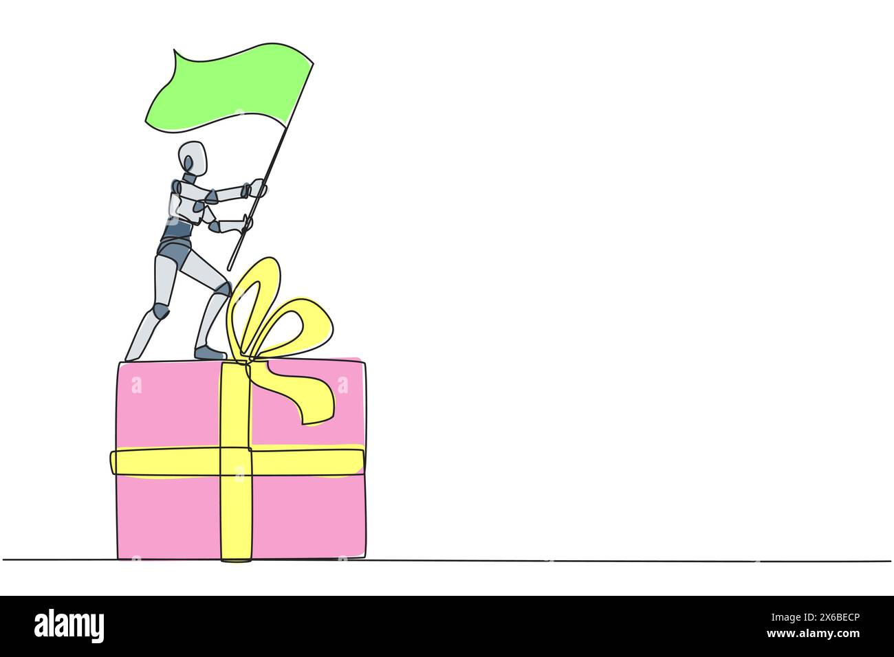 Single continuous line drawing of robotic artificial intelligence ...