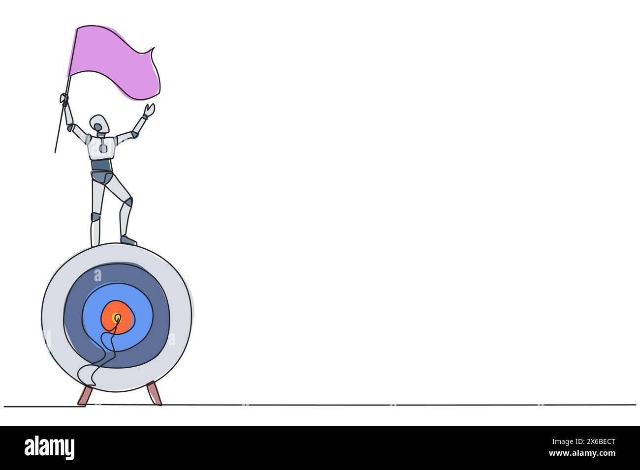 Single one line drawing of robotic artificial intelligence standing on ...