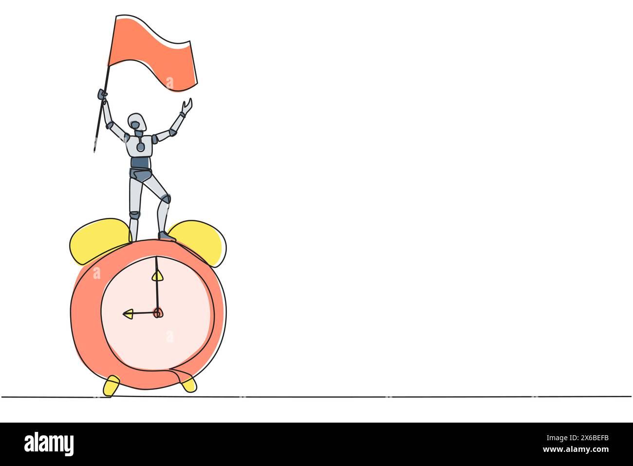 Single continuous line drawing of robotic artificial intelligence ...