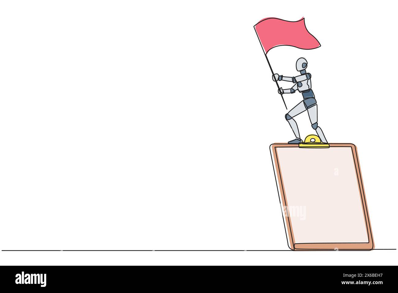 Single one line drawing of robotic artificial intelligence standing on ...