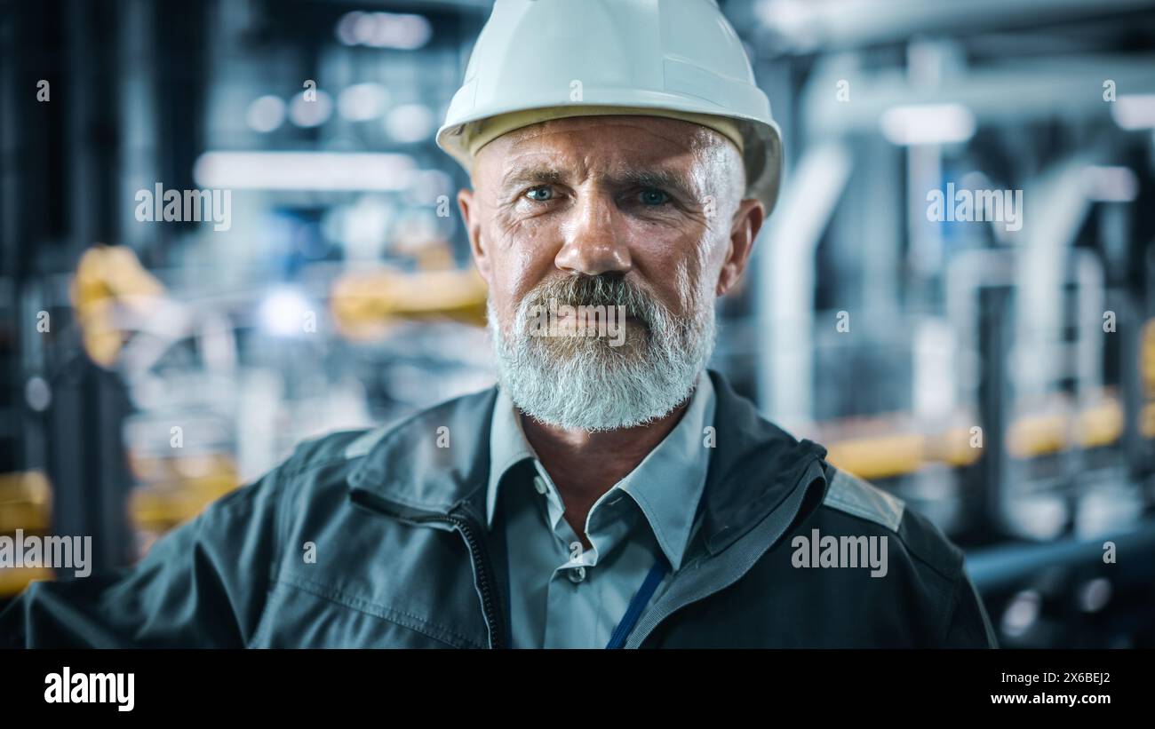 Car Factory Office: Portrait of Senior White Male Engineer Wearing ...