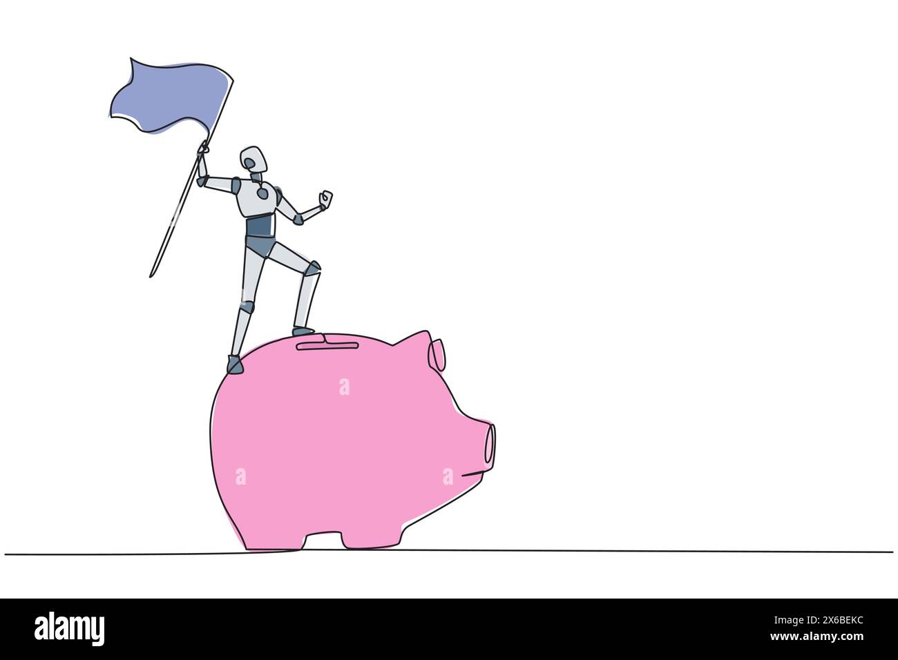 Single continuous line drawing of robotics artificial intelligence ...