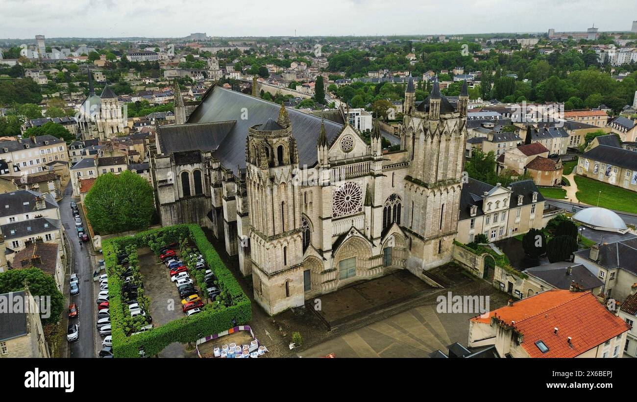 drone photo Saint-Pierre cathedral Poitiers France Europe Stock Photo ...