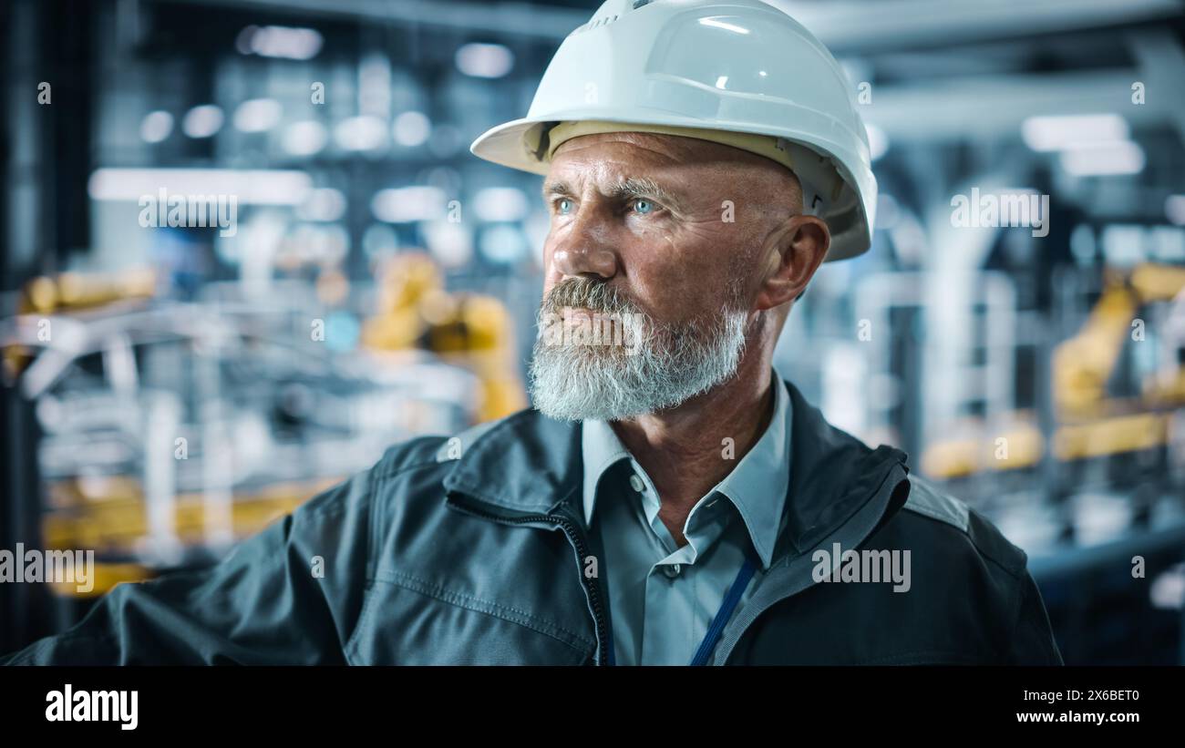 Car Factory Office: Portrait of Senior White Male Chief Engineer ...