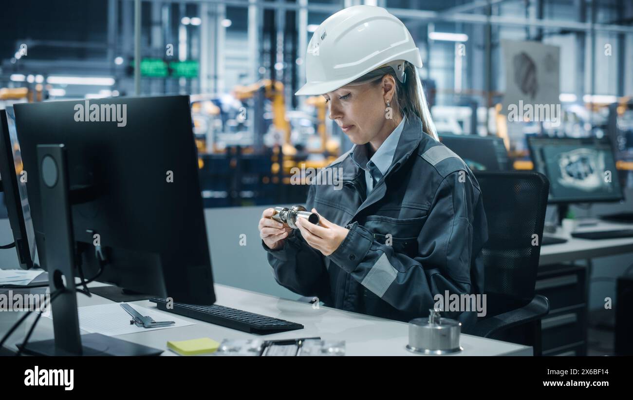Car Factory Office: Portrait of Confident Female Chief Engineer Wearing ...
