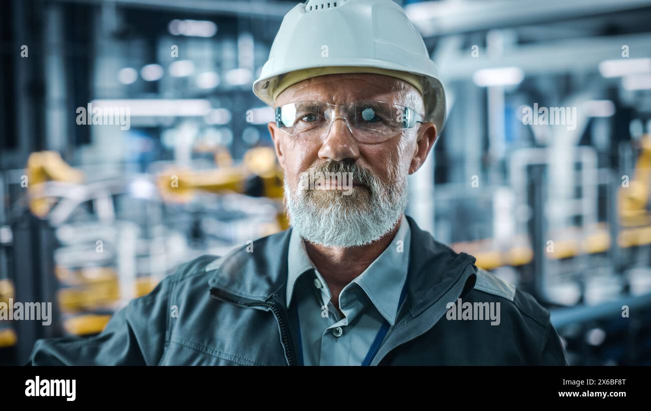 Car Factory Office: Portrait of Senior White Male Engineer Wearing ...