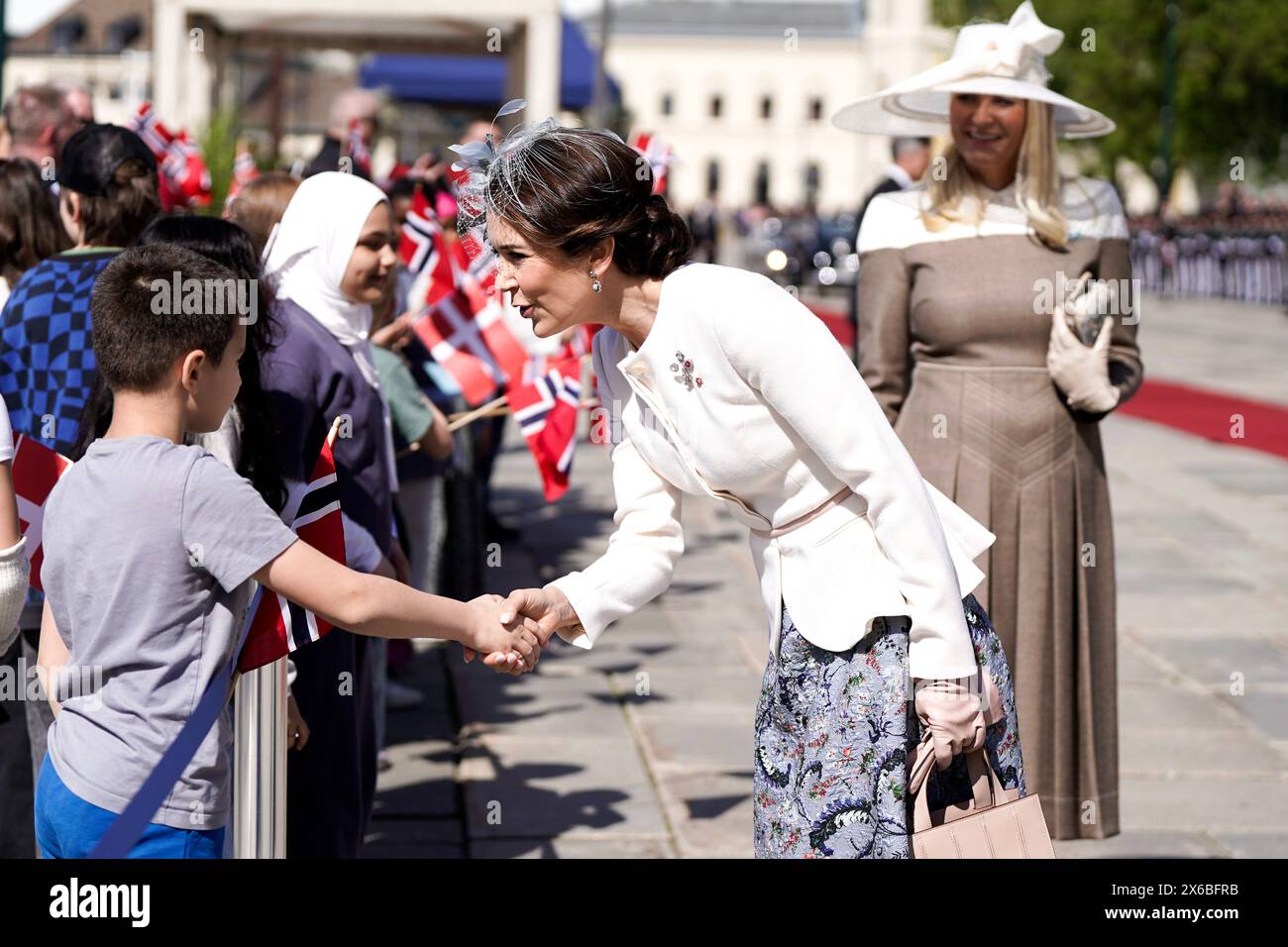 Oslo 20240514.King Frederik and Queen Mary of Denmark are welcomed by King Harald, Queen Sonja ...