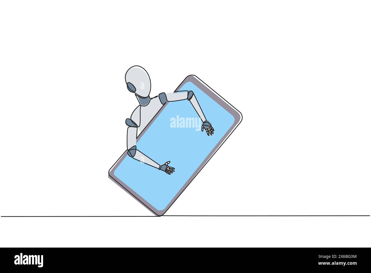 Continuous one line drawing robotic hugging handphone. Added a robotic ...