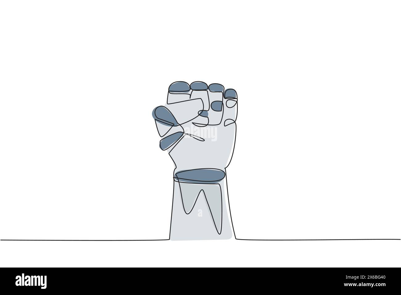 Single one line drawing the robot's big clenched fist. Invites teamwork ...