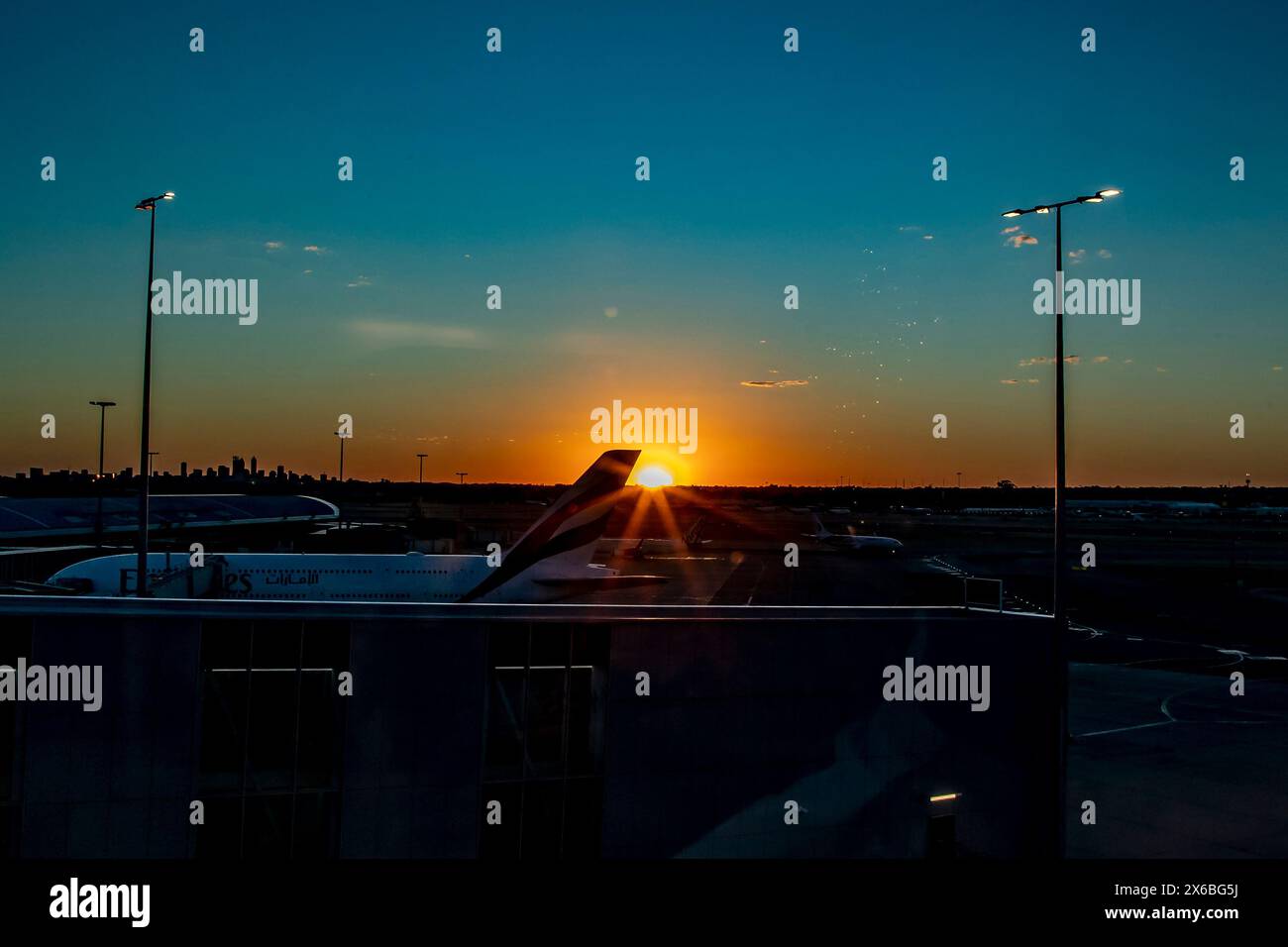Sunset over Perth airport, Western Australia Stock Photo - Alamy