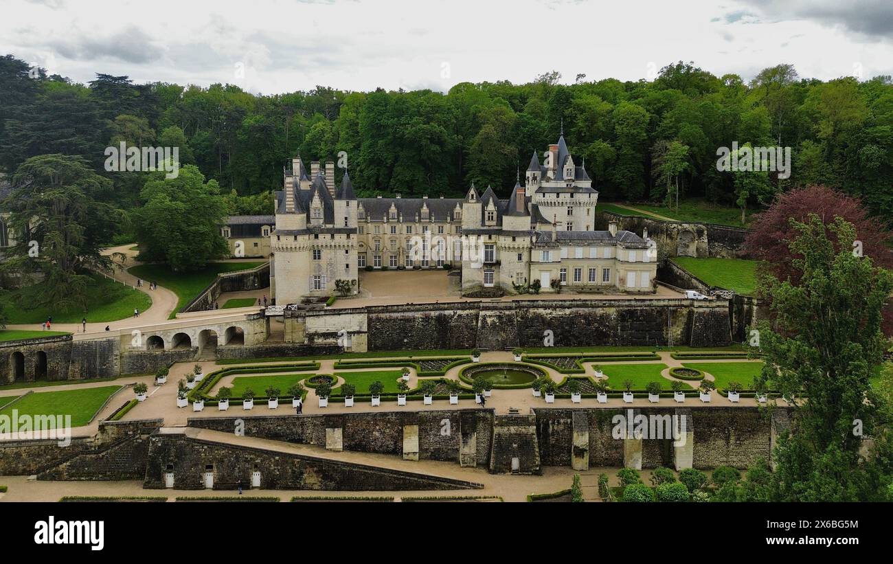 drone photo Rigny-Ussé castle France Europe Stock Photo - Alamy
