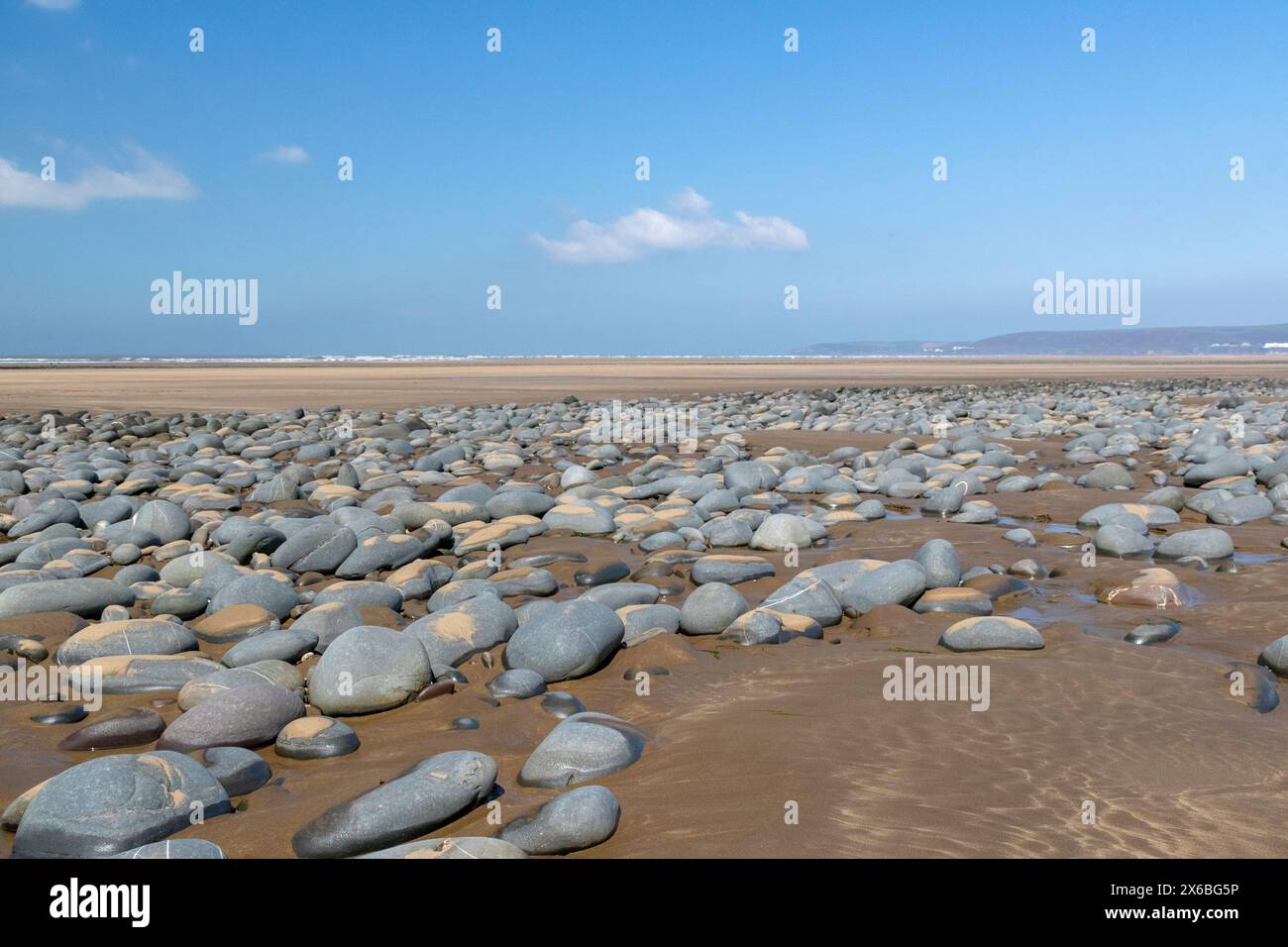 Late Summer, Pebble and Beach View Looking Across Northam Beach & Taw ...