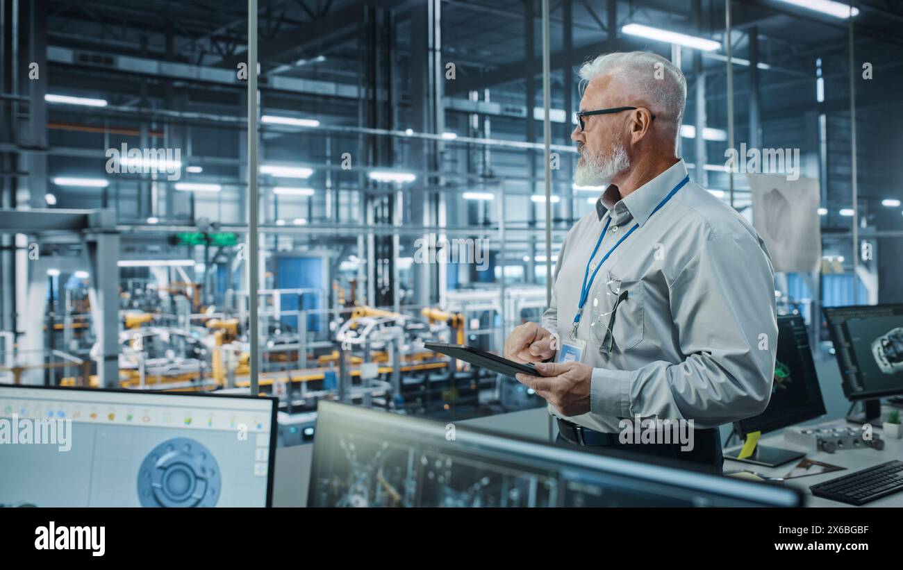 Car Factory Office: Portrait of Successful Caucasian Male Chief ...