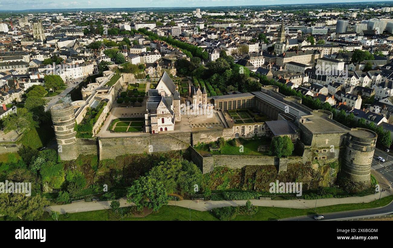 drone photo Angers castle France Europe Stock Photo - Alamy