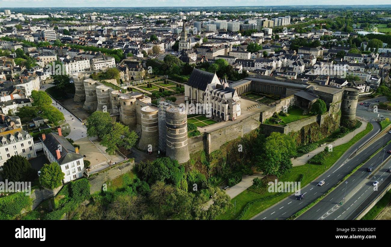drone photo Angers castle France Europe Stock Photo - Alamy