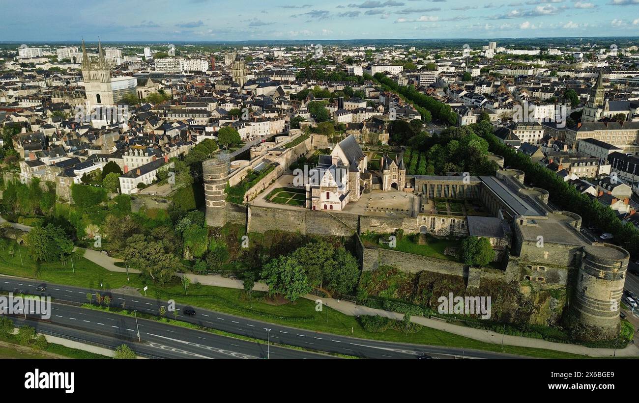 drone photo Angers castle France Europe Stock Photo - Alamy