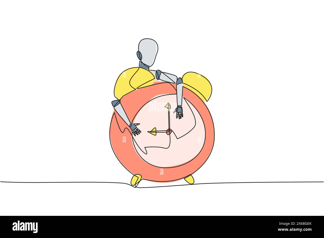 Continuous One Line Drawing Robotic Hugging Alarm Clock Configuring Alarm Clock Technology To