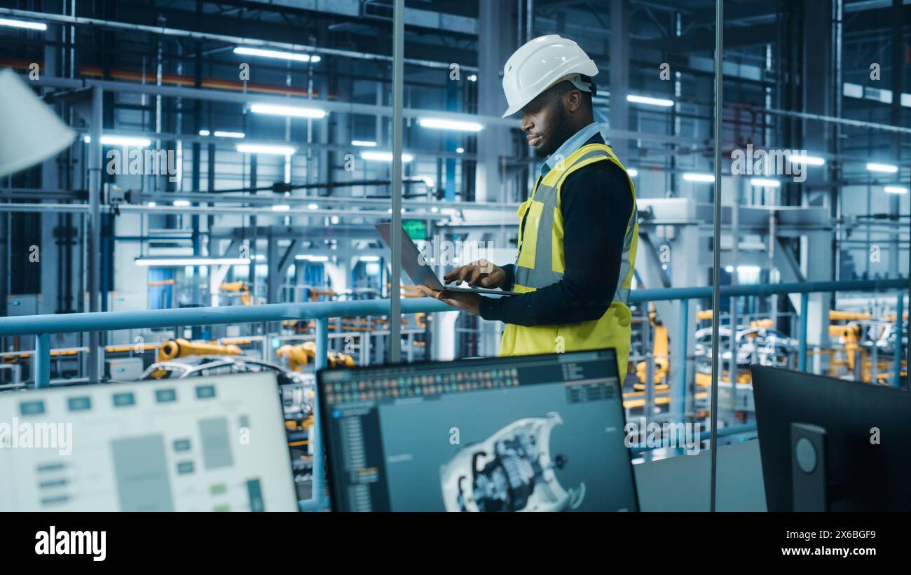 Car Factory: Professional Male Automotive Engineer Wearing Hard Hat ...