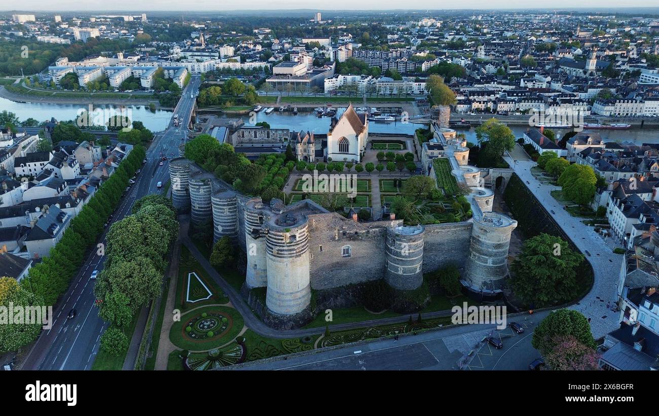 drone photo Angers castle France Europe Stock Photo - Alamy