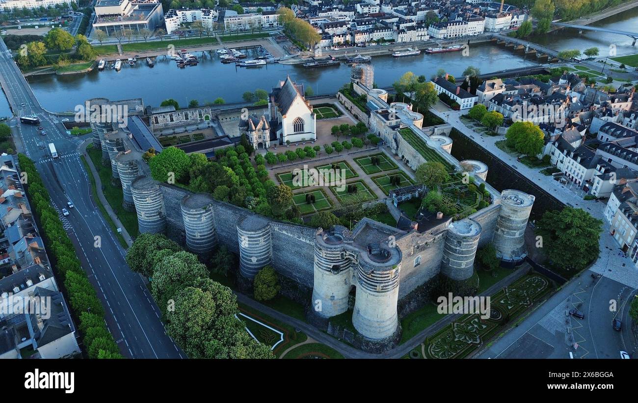 drone photo Angers castle France Europe Stock Photo - Alamy