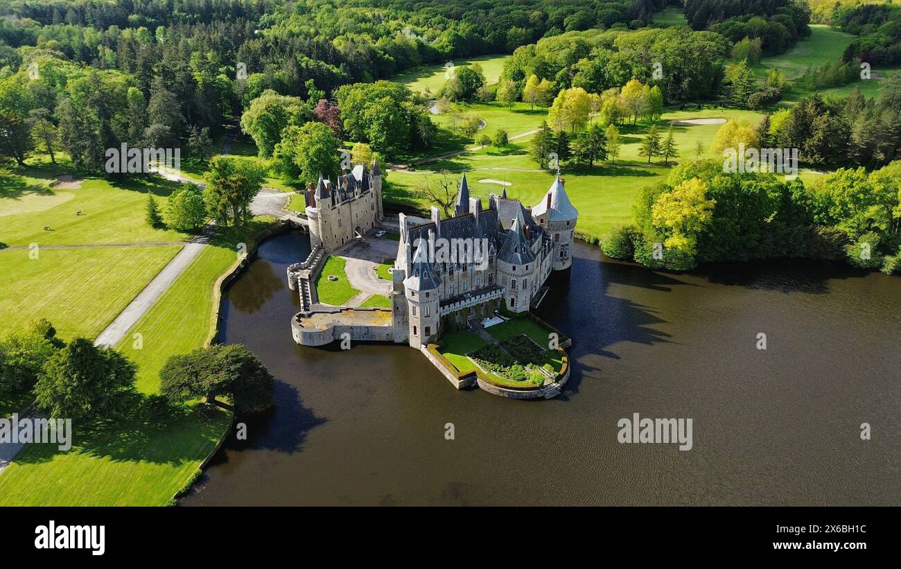 drone photo Bretesche castle France Europe Stock Photo - Alamy