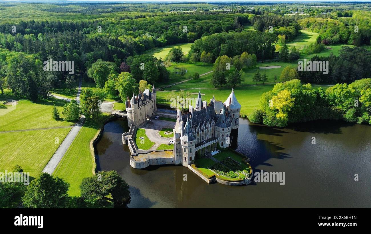 drone photo Bretesche castle France Europe Stock Photo - Alamy