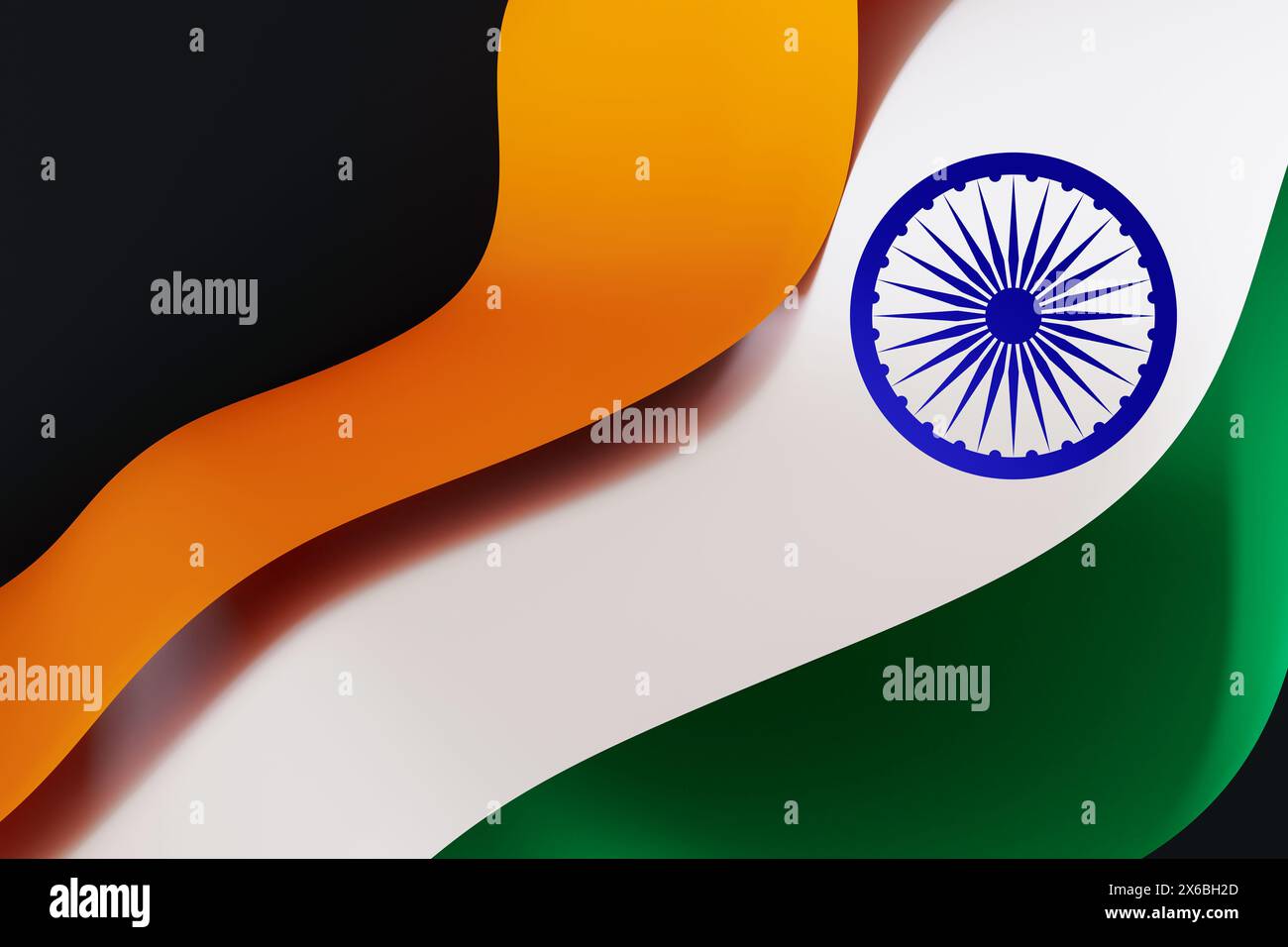 Vibrant, abstract representation of the Indian flag with flowing curves ...