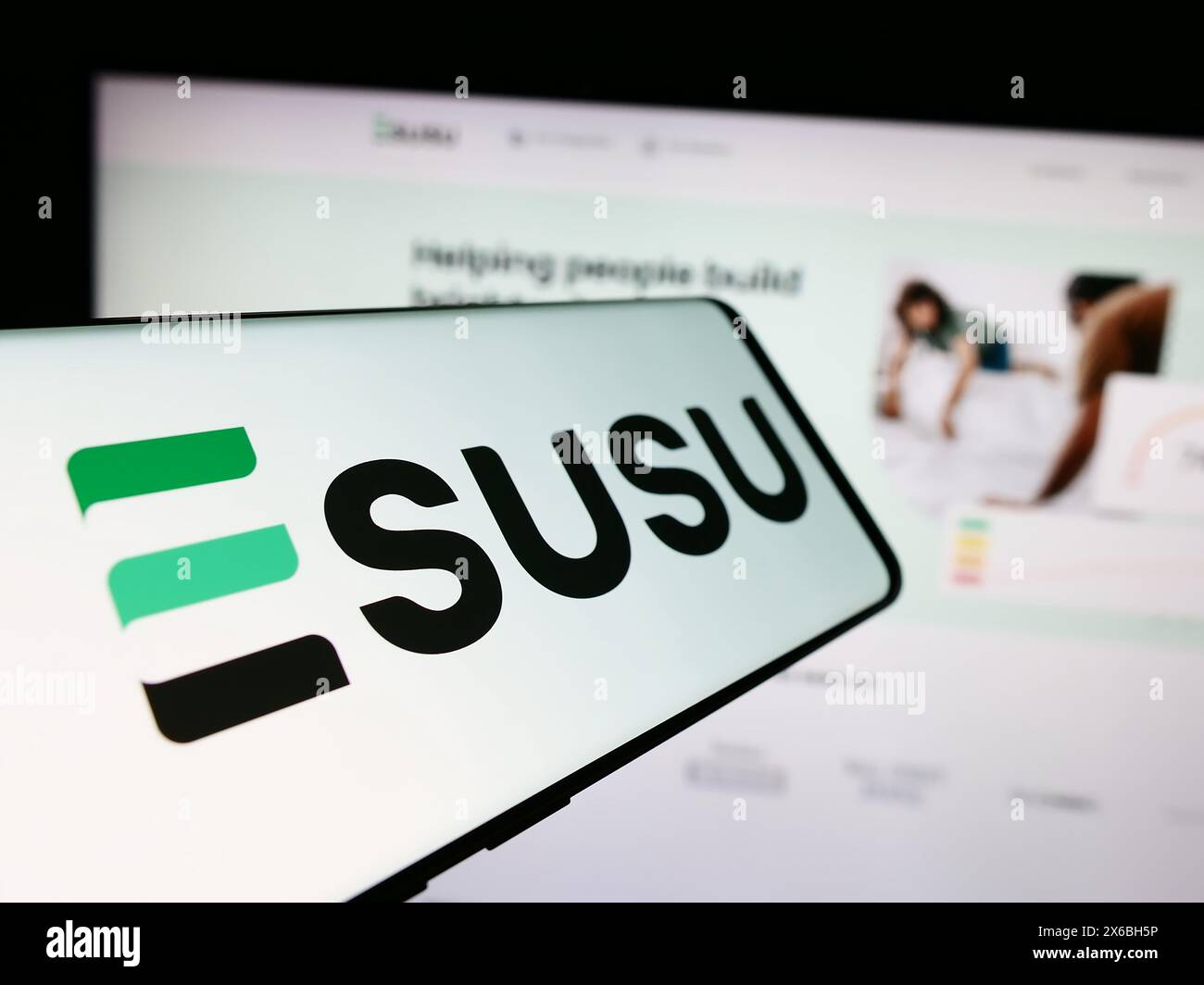 Smartphone with logo of American financial technology company Esusu Inc ...