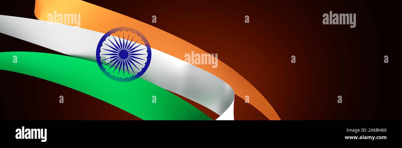 Vibrant, abstract representation of the Indian flag with flowing curves ...