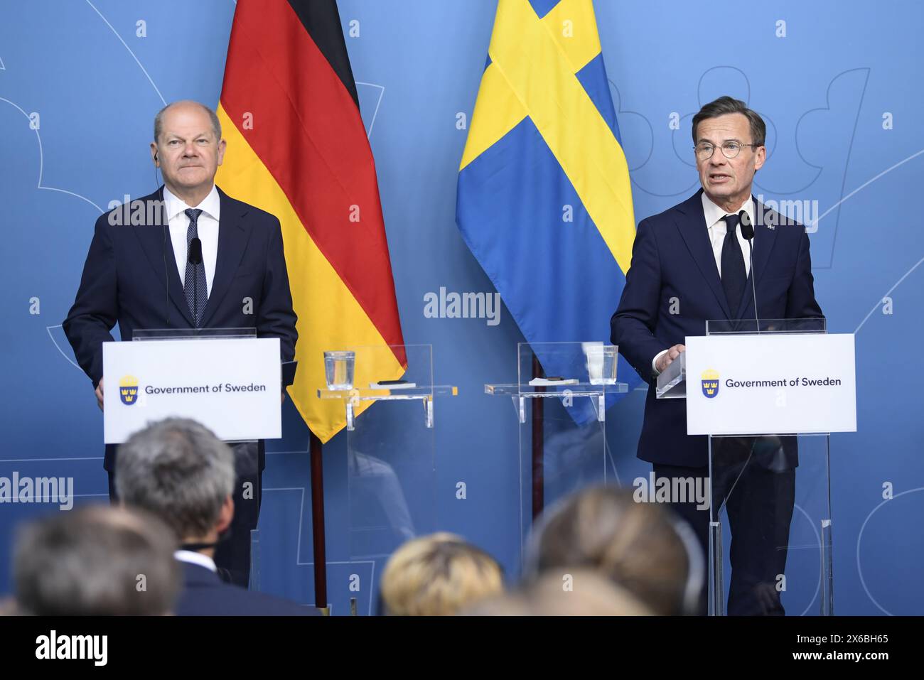 Stockholm, Sweden. 14th May, 2024. STOCKHOLM, SWEDEN 20240514German Chancellor Olaf Scholz (L ...