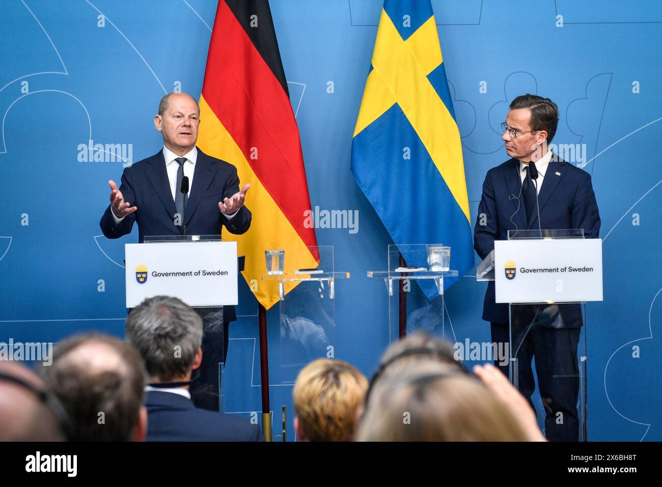 Stockholm, Sweden. 14th May, 2024. STOCKHOLM, SWEDEN 20240514German Chancellor Olaf Scholz (L ...