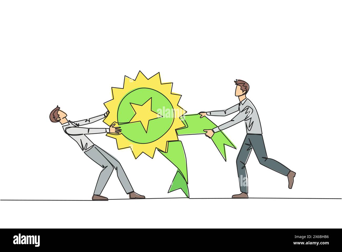 Single continuous line drawing two angry businessman fighting over ...