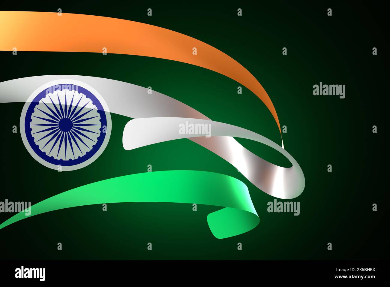 Vibrant, abstract representation of the Indian flag with flowing curves ...