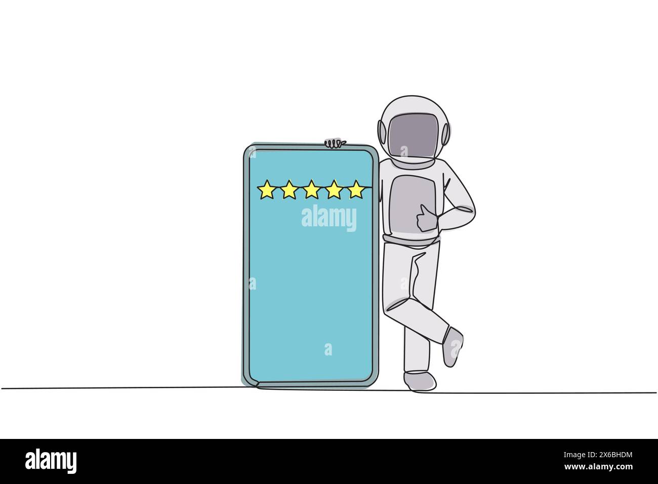 Single continuous line drawing astronaut stands casually next to a ... Single continuous line drawing astronaut stands casually next to a ...
