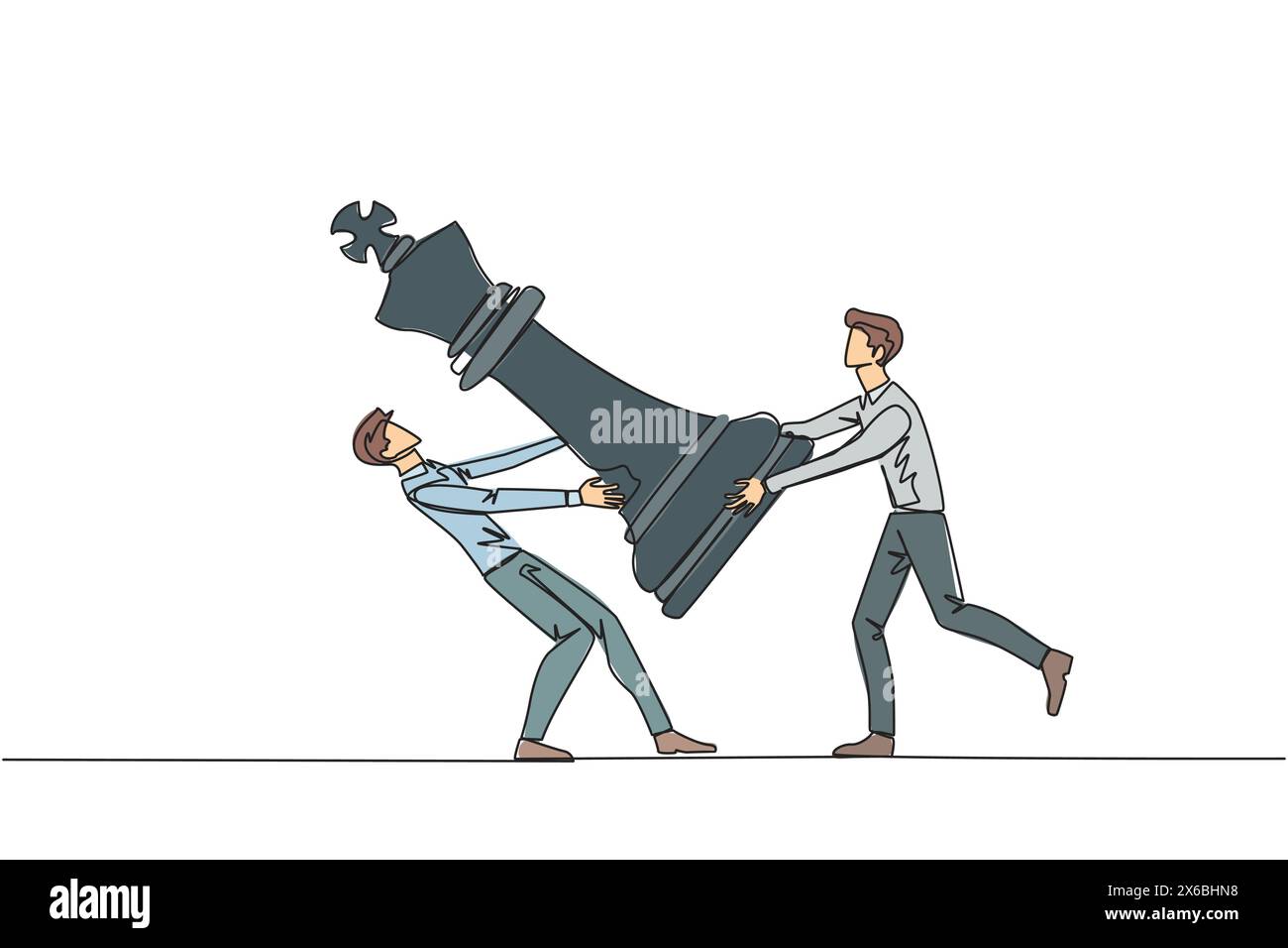 Continuous one line drawing two angry businessman fight over the big ...