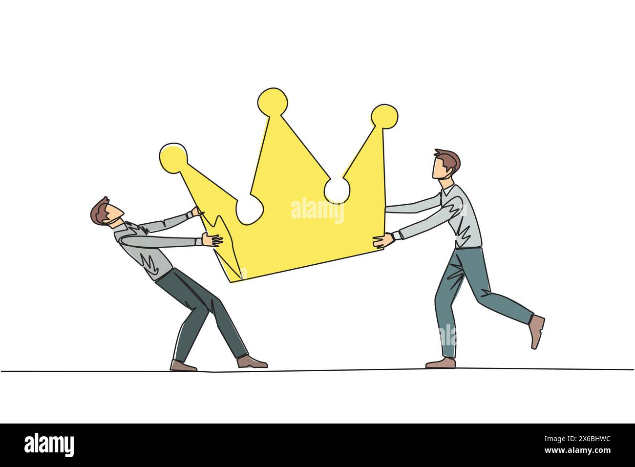 Single one line drawing two emotional businessman fighting over the ...