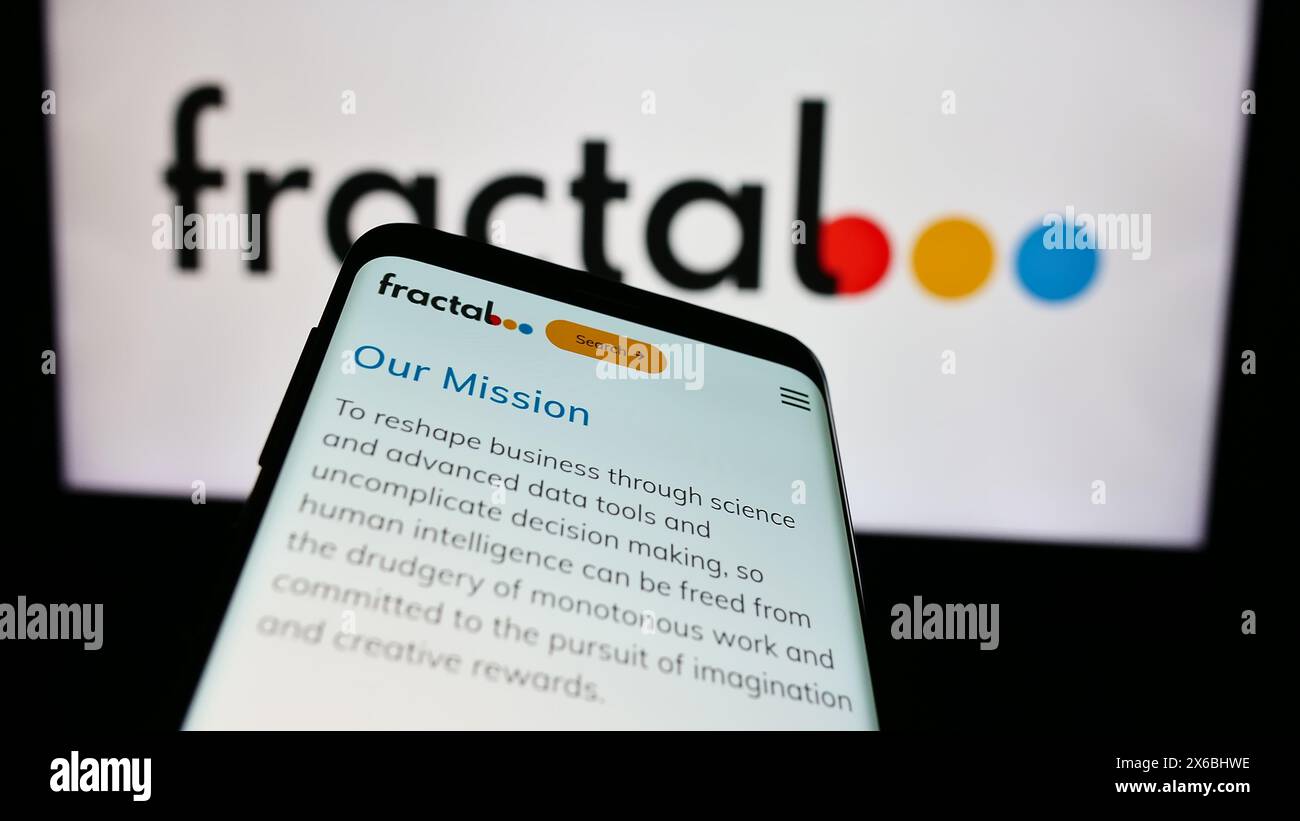 Mobile phone with website of artificial intelligence company Fractal ...