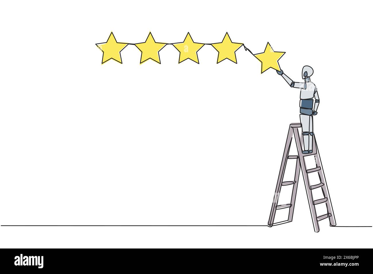 Single continuous line drawing robotic artificial intelligence climbs ...