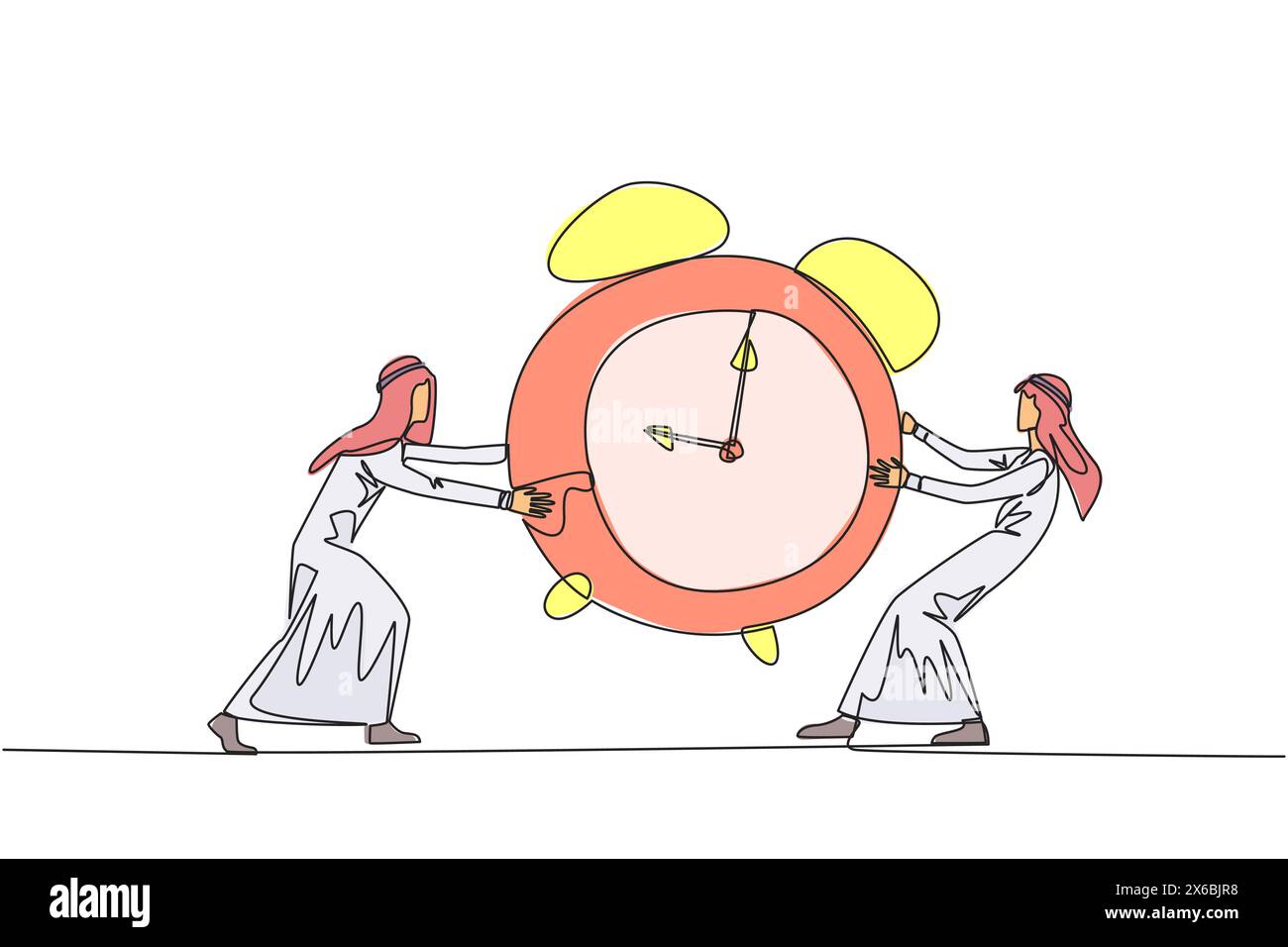 Single one line drawing two emotional Arabian businessman fighting over ...