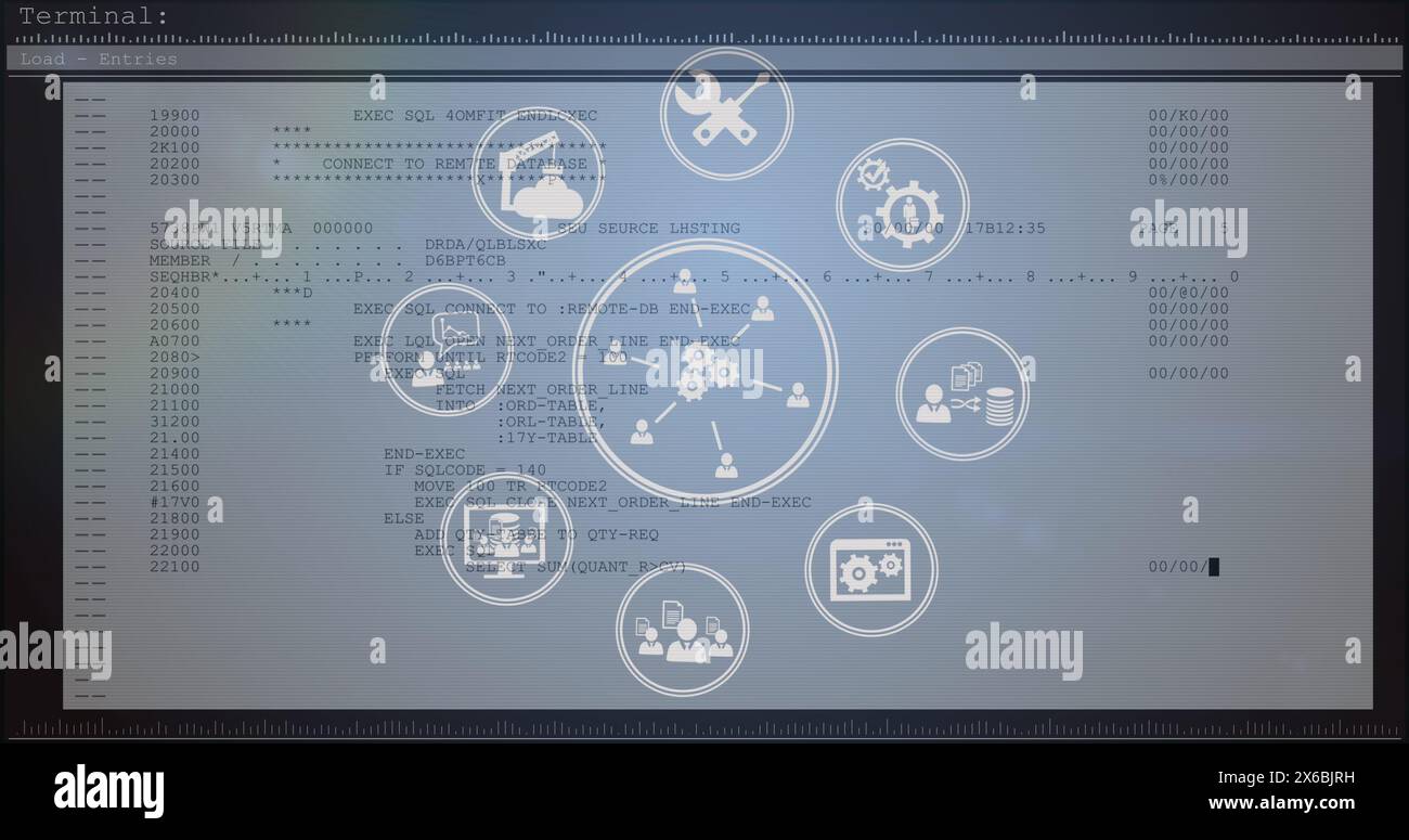 Image of icons over data processing on white background Stock Photo - Alamy