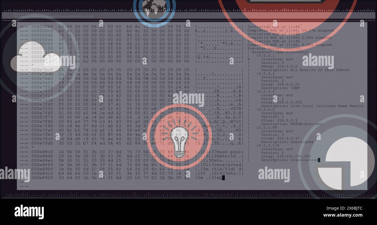 Image of falling icons over data processing on white background Stock ...