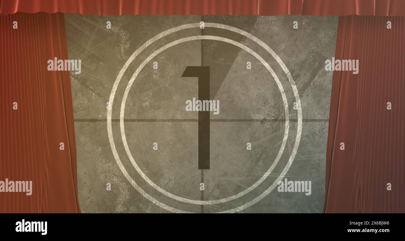 Image of red curtain over countdown Stock Photo - Alamy