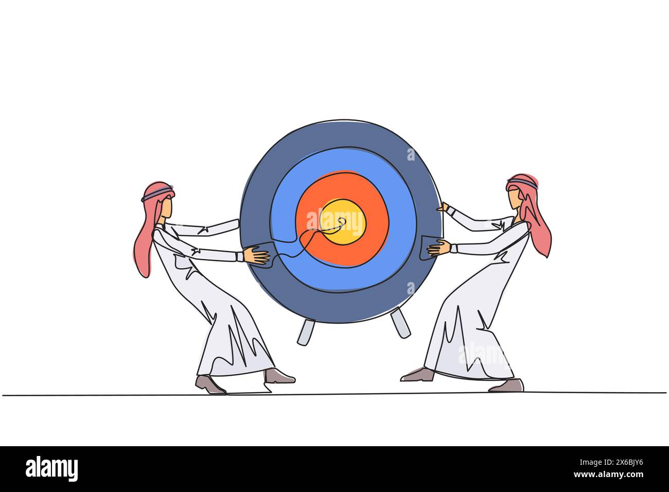 Single one line drawing two angry Arabian businessman fighting over ...