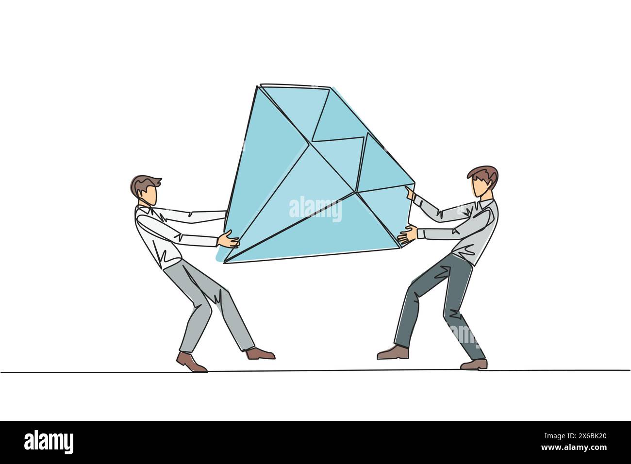 Single continuous line drawing two selfish businessman fighting over ...