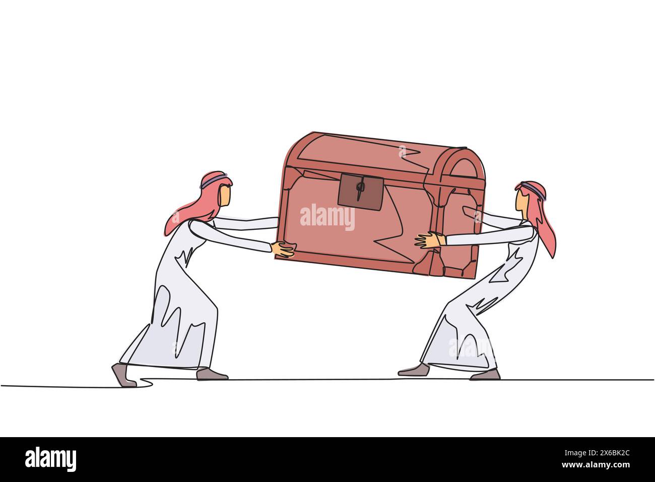 Single one line drawing two egoistic Arabian businessman fighting over ...