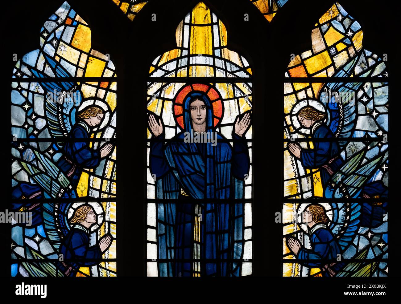 The Assumption of Mary stained glass Stock Photo - Alamy