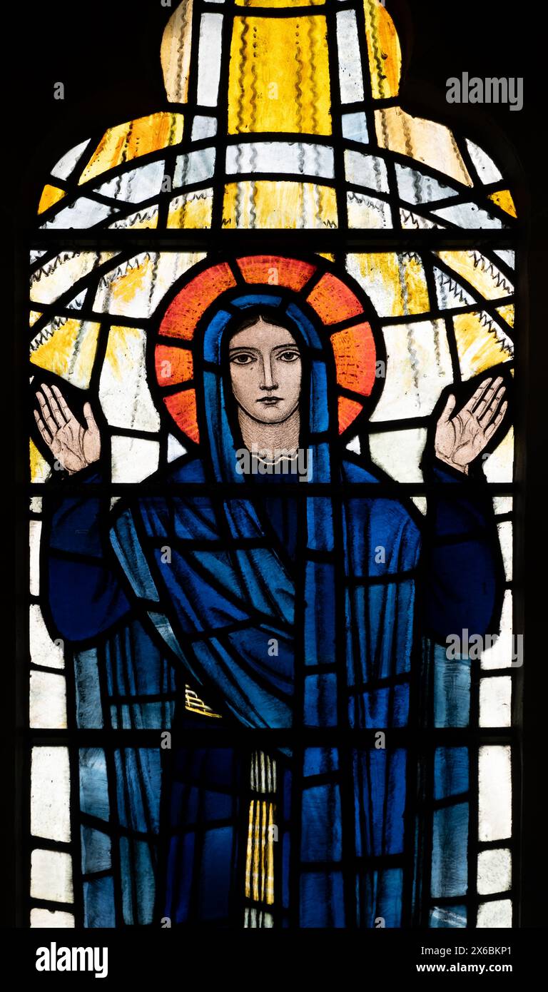 The Assumption of Mary stained glass detail Stock Photo - Alamy