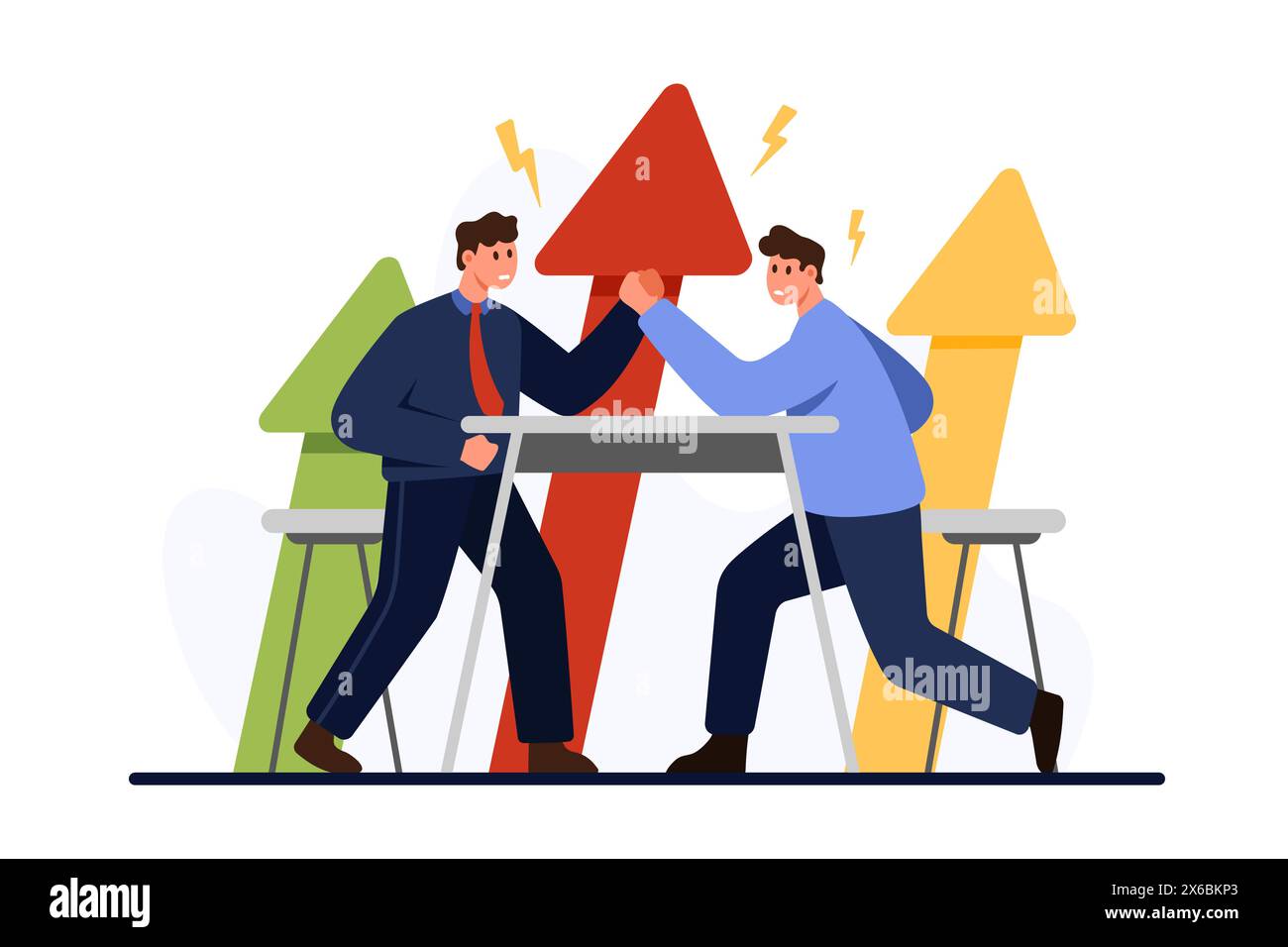 Business competition for leadership and career success. Arm wrestling ...