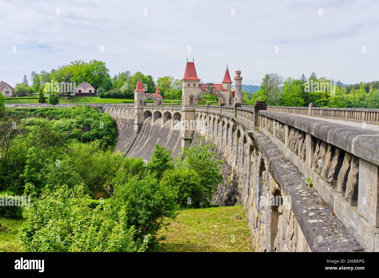Historical dam in the Czech Republic, Europe, with towers called Forest ...
