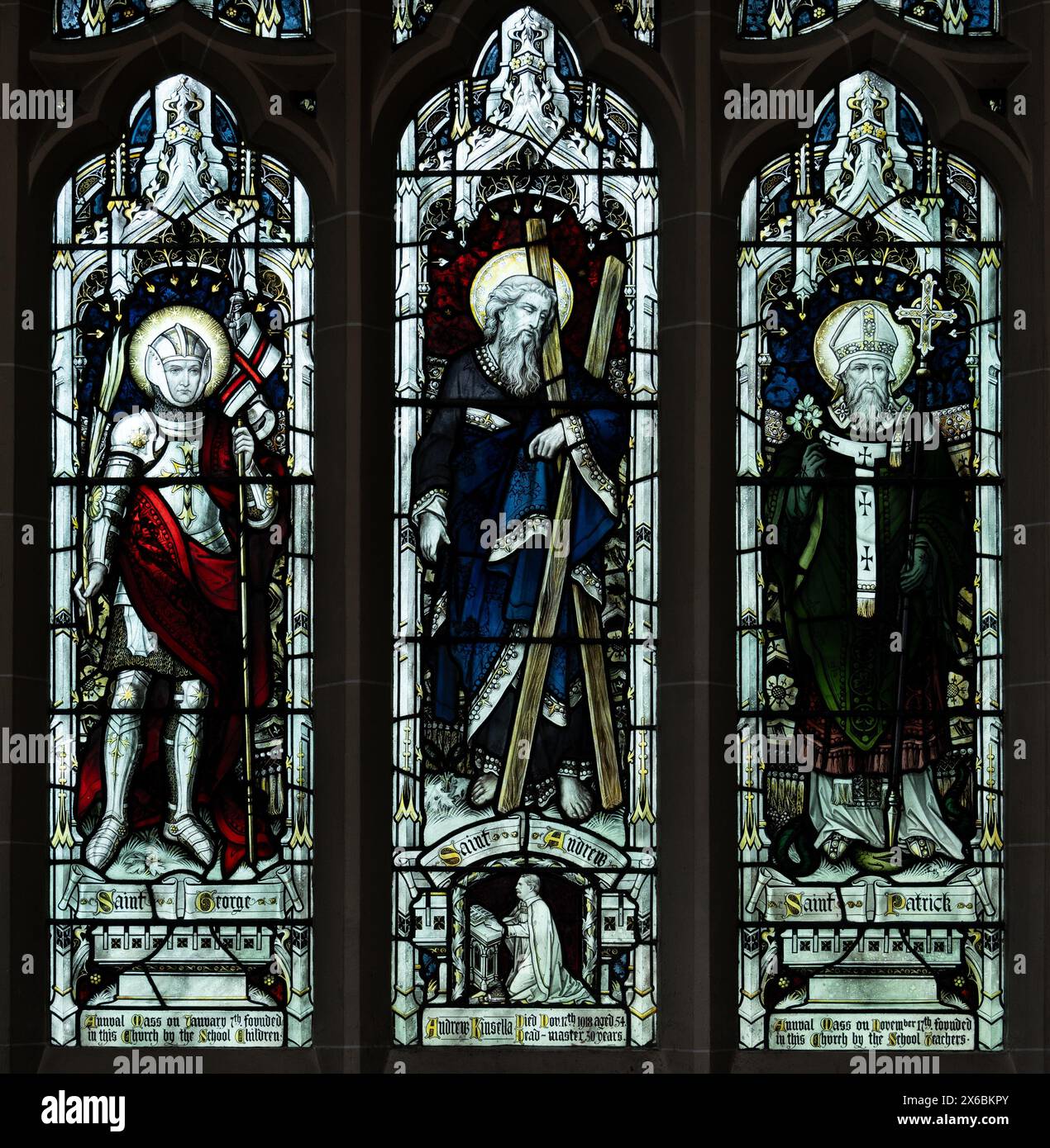 Saints George, Andrew and Patrick stained glass, St. Joseph`s Catholic ...